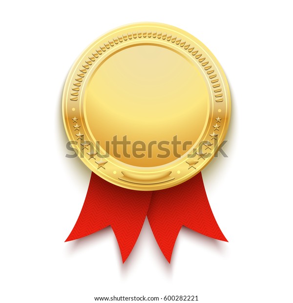 Golden Badge Red Ribbon Stock Vector (Royalty Free) 600282221 ...