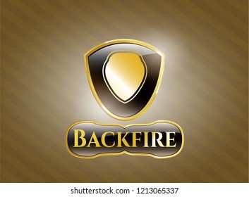 Golden Badge Shield Icon Backfire Text: vector de stock (libre de ...