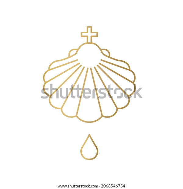 Golden Baptismal Shell Drop Holy Water Stock Vector (Royalty Free ...