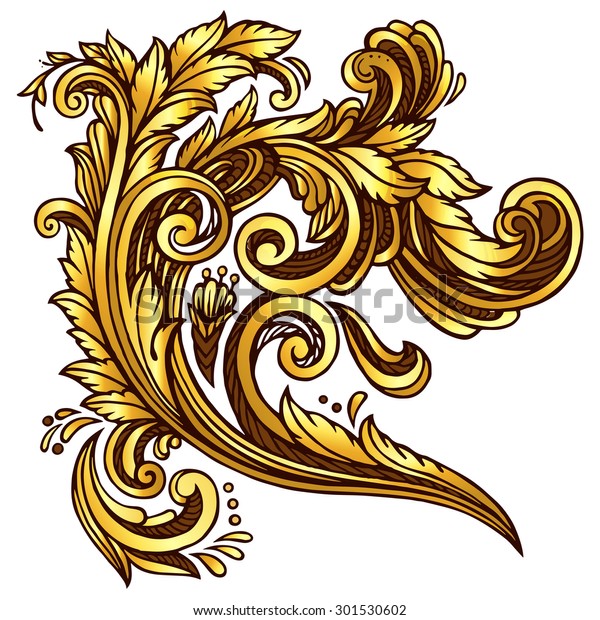 Golden Baroque Design Element Stock Vector (Royalty Free) 301530602
