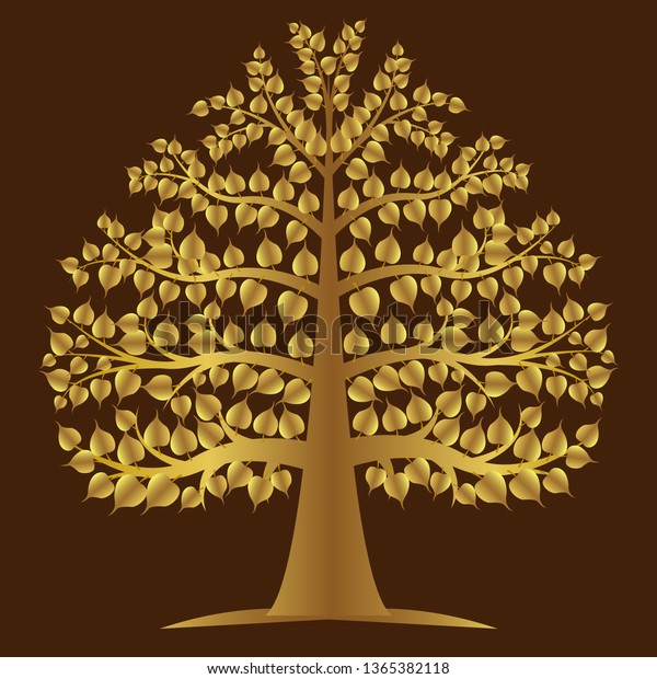 Golden Bodhi Tree Buddhism Vector Illustration Stock Vector (Royalty ...