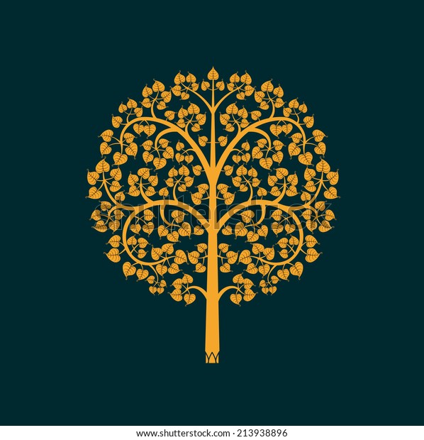 Golden Bodhi Tree Symbol Thai Style Stock Vector (Royalty Free ...