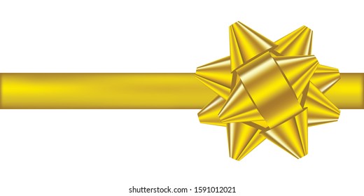Golden Bow Ribbon Realistic Vector Illustration Stock Vector (Royalty ...