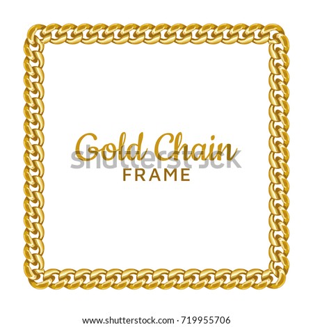 Golden Chain Square Border Frame Rectangle Stock Vector (Royalty Free ...