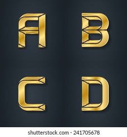 Golden Characters Collection Vector Alphabet 3d Stock Vector (Royalty ...