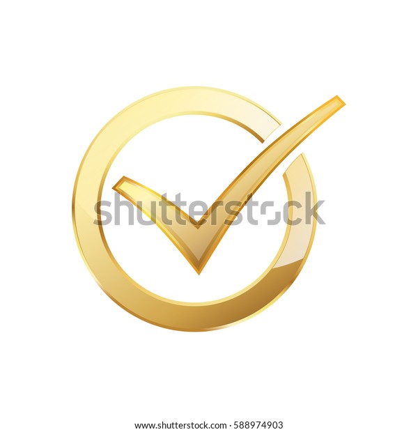 Golden Check Mark Inside Golden Circle Stock Vector (Royalty Free ...