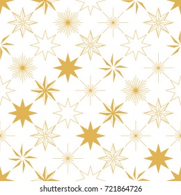 Golden Christmas Star Seamless Pattern Stock Vector (Royalty Free ...