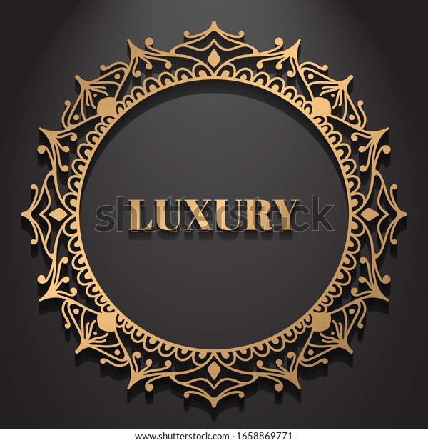 Golden Circle Frame On Black Background Stock Vector (Royalty Free ...