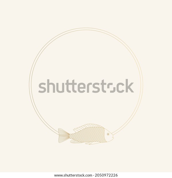 Golden Circle Frame Outline Fish Illustration Stock Vector (Royalty ...