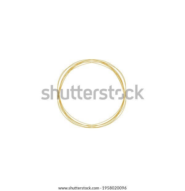 Golden circular outline vector image. Gold doodle grungy circles ...