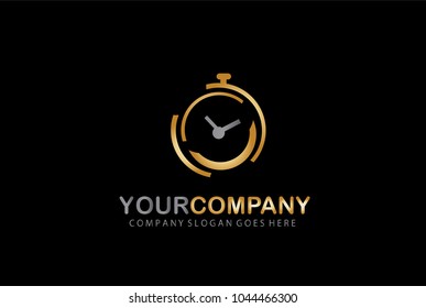 Golden Clock Logo Design Stock Vector (Royalty Free) 1044466300 ...