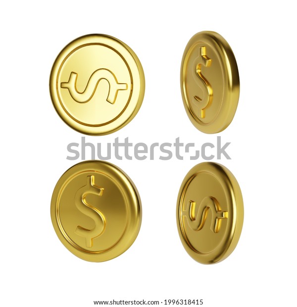 Golden Coin Rotation Realistic Render Gold Stock Vector (Royalty Free ...
