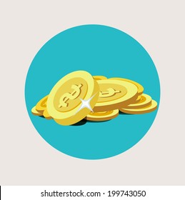 Golden Coins Flat Design Stock Vector (Royalty Free) 199743050 ...