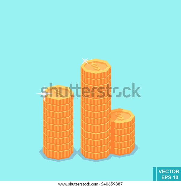 Golden Coins Stacks Cartoon Vector Illustration Stock Vector (Royalty ...
