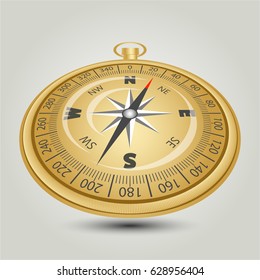 Golden Compass On Light Gray Background Stock Vector (Royalty Free ...