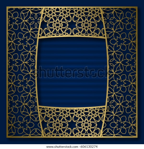 Golden Cover Background Traditional Patterned Frame Stock Vector ...