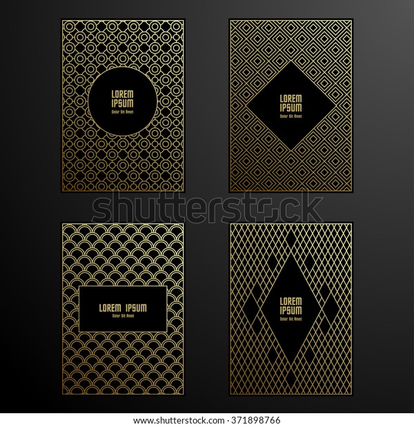 Golden Covers Template Set Stock Vector (Royalty Free) 371898766 ...