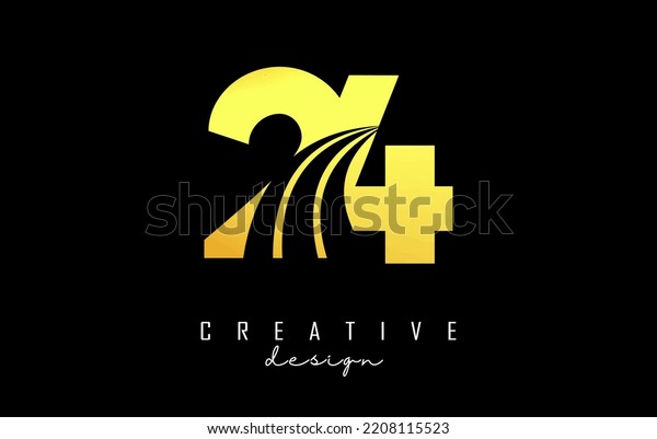 Golden Creative Number 24 2 4 Stock Vector (Royalty Free) 2208115523 ...