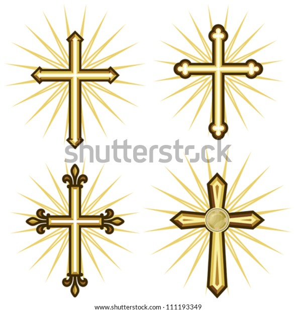 Golden Cross Collection Stock Vector (Royalty Free) 111193349 ...