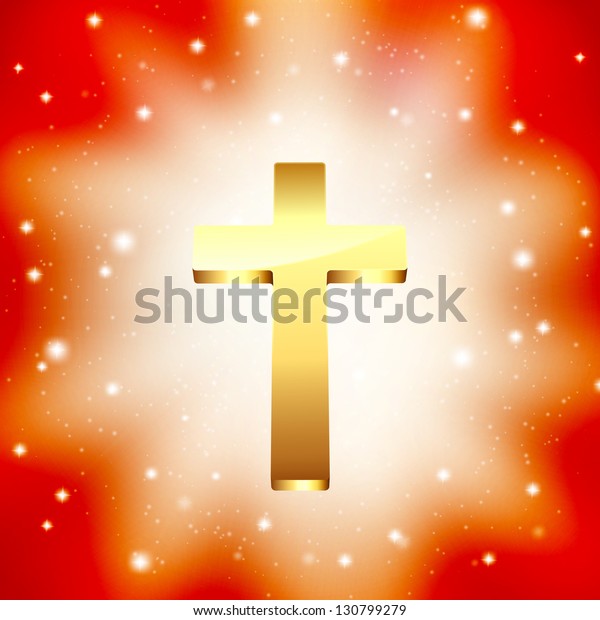 Golden Cross On Light Rays Background Stock Vector (Royalty Free ...