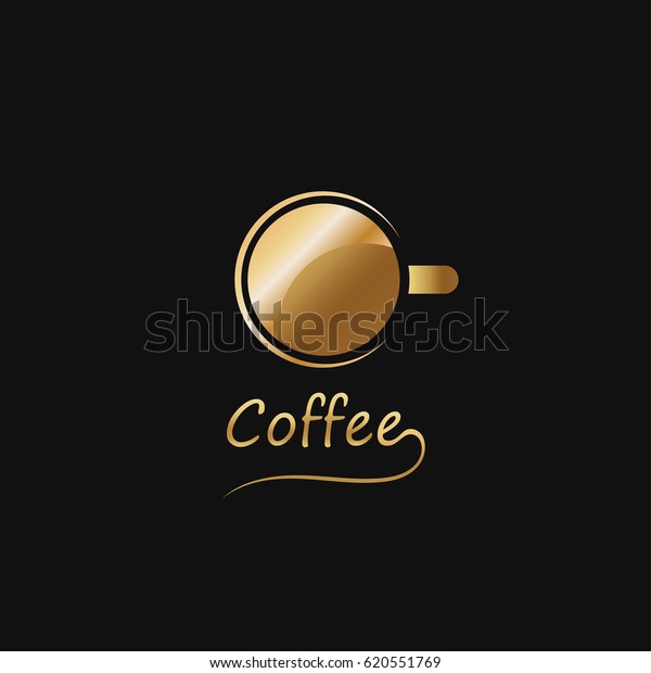 Golden Cup Coffee Elegant Icon Symbol Stock Vector (Royalty Free ...