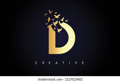 Golden D Logo Letter Flying Flock Stock Vector (Royalty Free ...