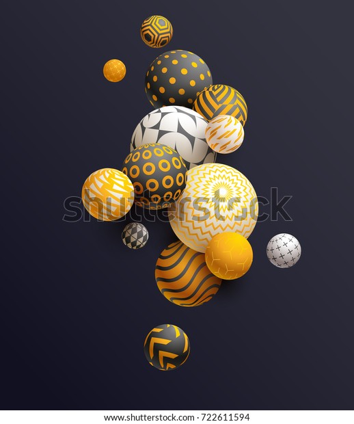 Golden Decorative Balls Abstract Vector Illustration Stock Vector ...