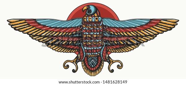Golden Eagle Horus Red Sun Egyptian Stock Vector (Royalty Free ...
