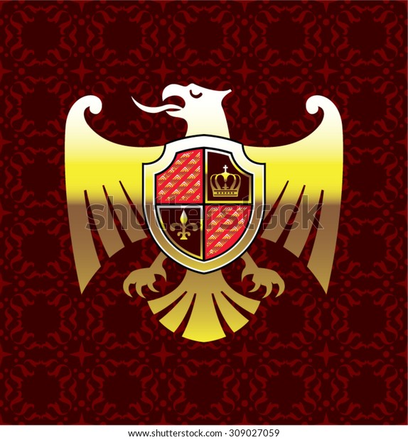 Golden Eagle Royal Logo Shield Burgundy Stock Vector (Royalty Free ...
