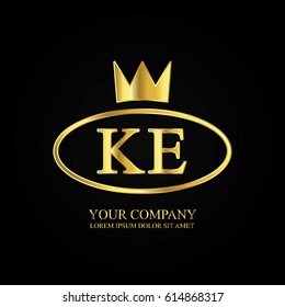 Golden Elegant Ke Initial Letter Crown: vector de stock (libre de ...