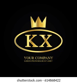 Golden Elegant Kx Initial Letter Crown: vector de stock (libre de ...