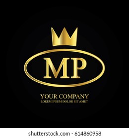 Golden Elegant Mp Initial Letter Crown Stock Vector (Royalty Free ...