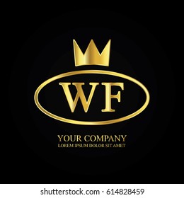 Golden Elegant Wf Initial Letter Crown: vetor stock (livre de direitos ...