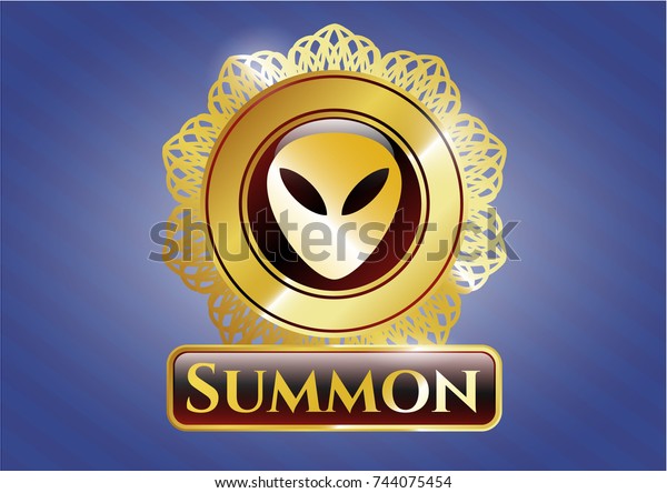 Golden Emblem Alien Icon Summon Text Stock Vector (Royalty Free ...