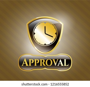 Golden Emblem Badge Clock Time Icon Stock Vector (Royalty Free ...