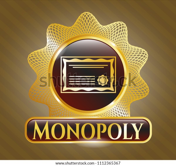 Golden Emblem Certificate Icon Monopoly Text Stock Vector (Royalty Free ...