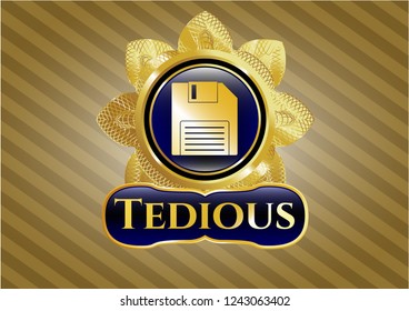 Golden Emblem Diskette Icon Tedious Text Stock Vector (Royalty Free ...