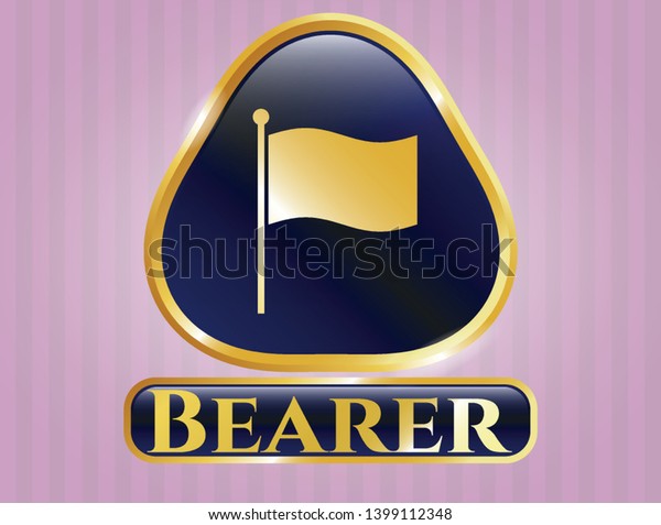 Golden Emblem Flag Icon Bearer Text Stock Vector (Royalty Free) 1399112348