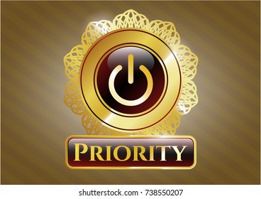 Golden Emblem Power Icon Priority Text Stock Vector (Royalty Free ...