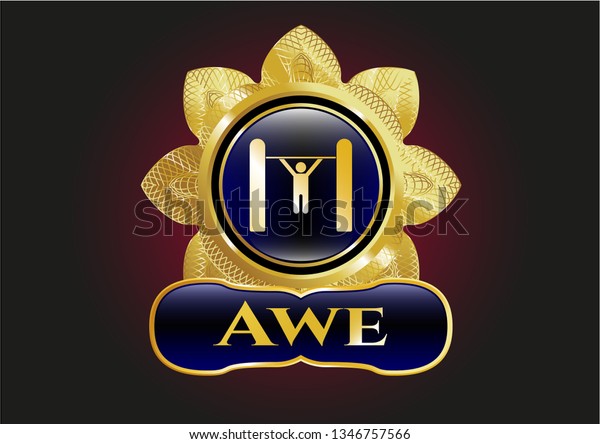 Golden Emblem Pull Icon Awe Text Stock Vector (Royalty Free) 1346757566 ...