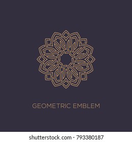Golden Emblem Template Design Linear Style Stock Vector (Royalty Free ...