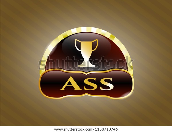 Golden Emblem Trophy Icon Ass Text Stock Vector (Royalty Free ...