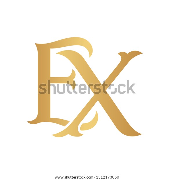 Golden Ex Monogram Isolated White Stock Vector (Royalty Free ...