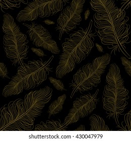 Golden Feather Decor Seamless Pattern Vector Stock Vector (Royalty Free ...