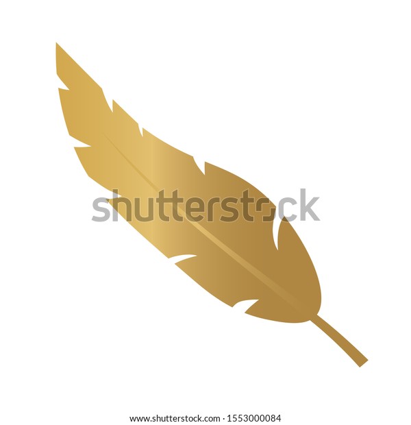 Golden Feather Icon Vector Illustration Stock Vector (Royalty Free ...