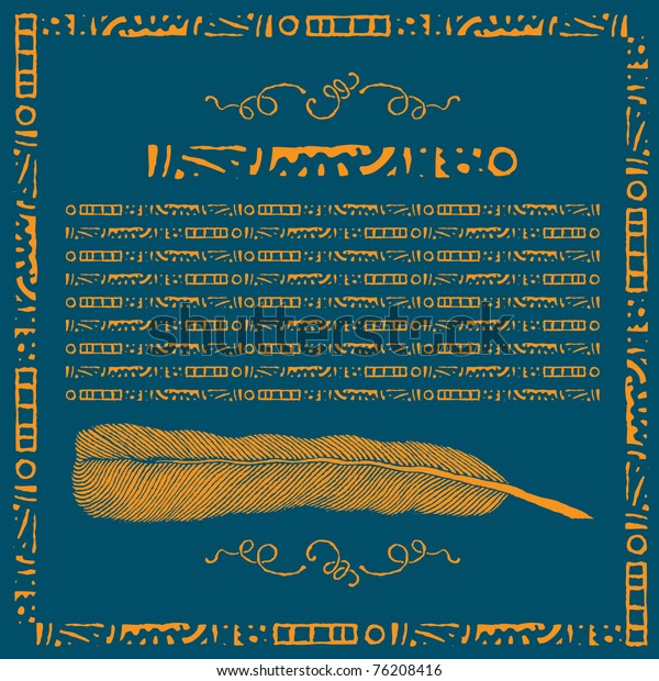 Golden Feather Text Block Illustration Stock Vector (Royalty Free ...