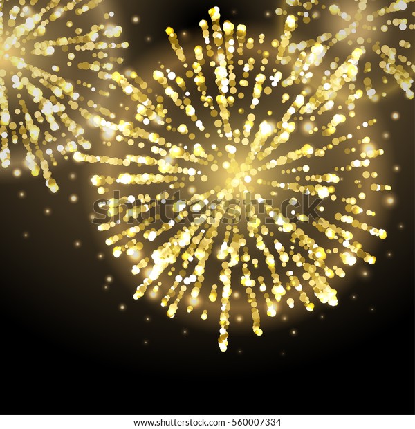Golden Fireworks Vector Illustration Three Flare Stock Vector (Royalty ...