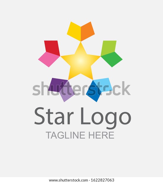 Golden Five Stars Round Logo Template Stock Vector (Royalty Free ...