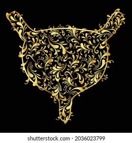 Golden Floral Bladder Vector Illustration Stock Vector (Royalty Free ...