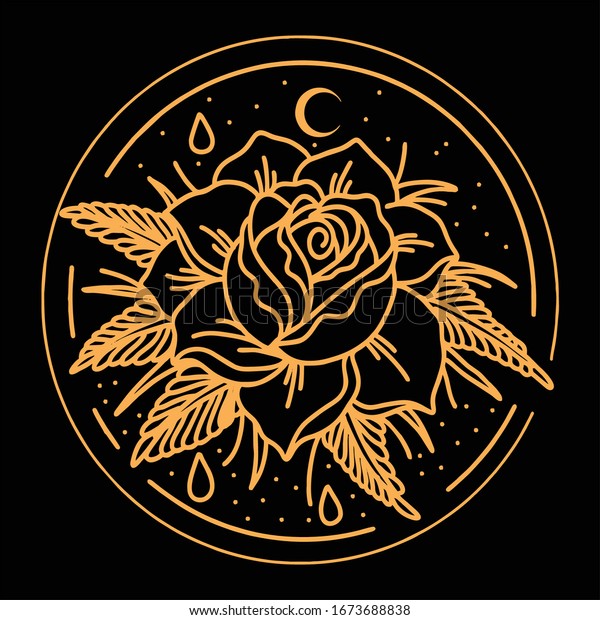 Golden Flower Line Art Vector Design Stock Vector (Royalty Free ...